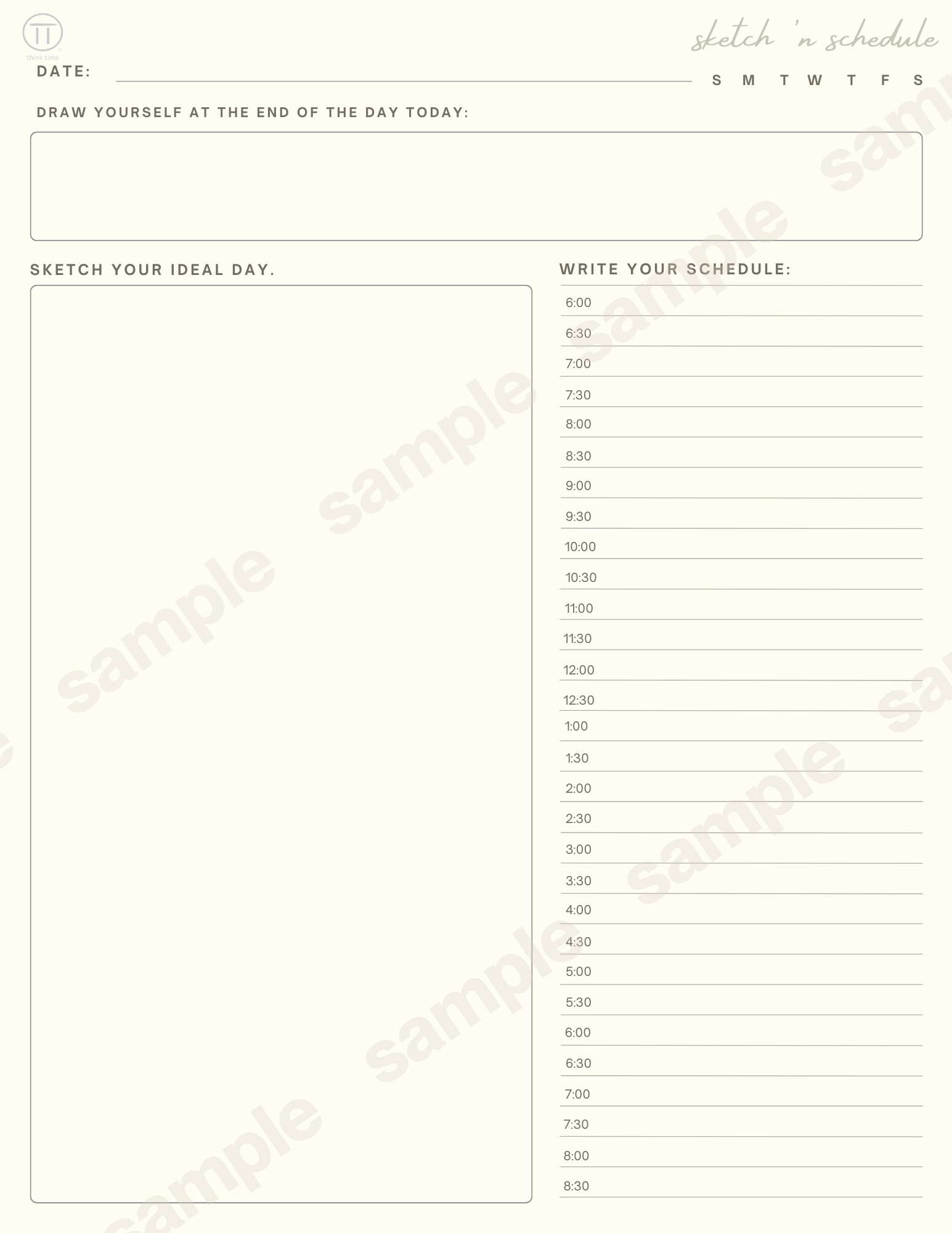 Sketch n Schedule Daily Think Sheets BETA – Think Time